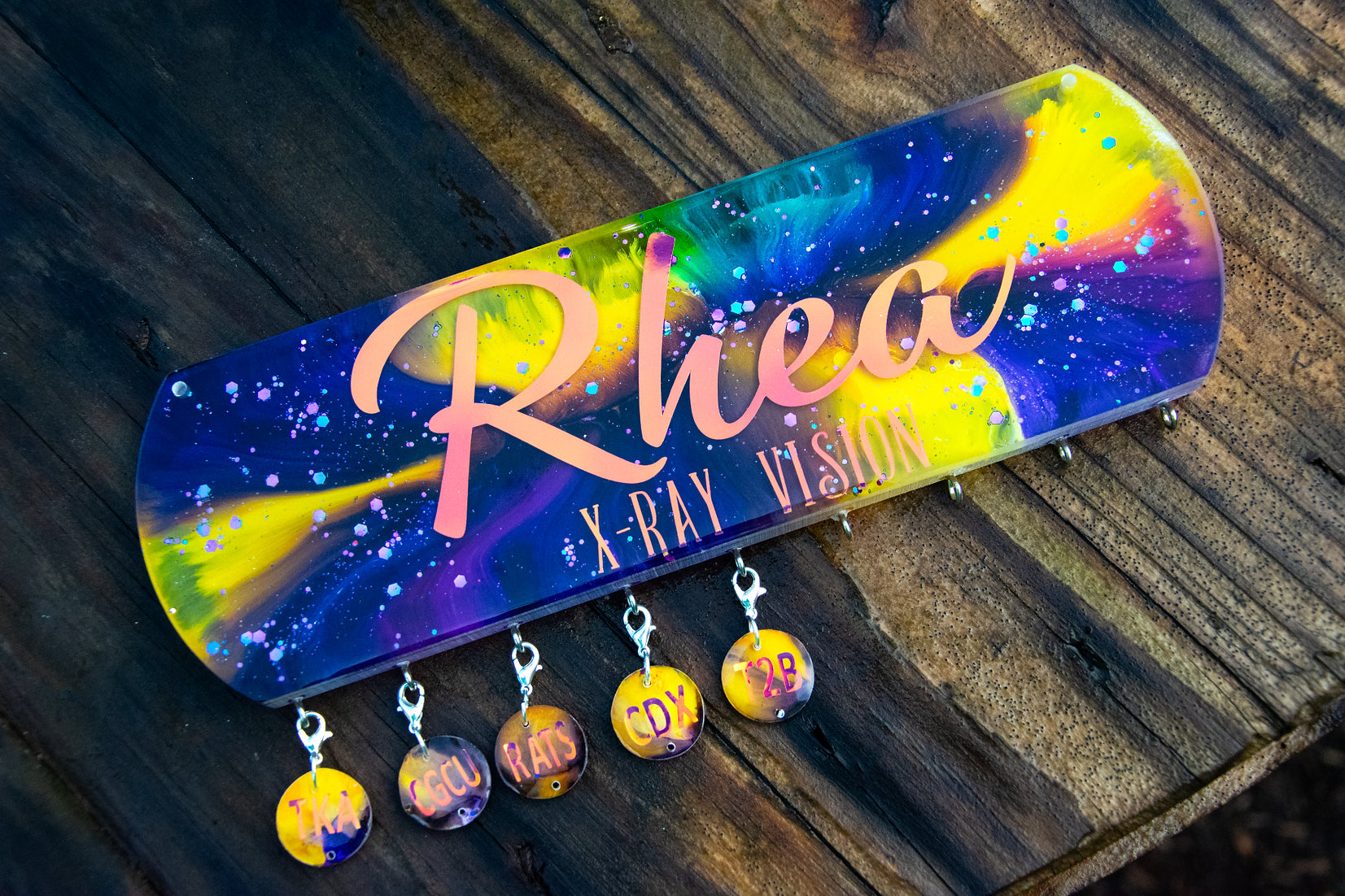 Custom Large Rectangle Ink Tag with Title Charms (Rounded or Flat Edge ...